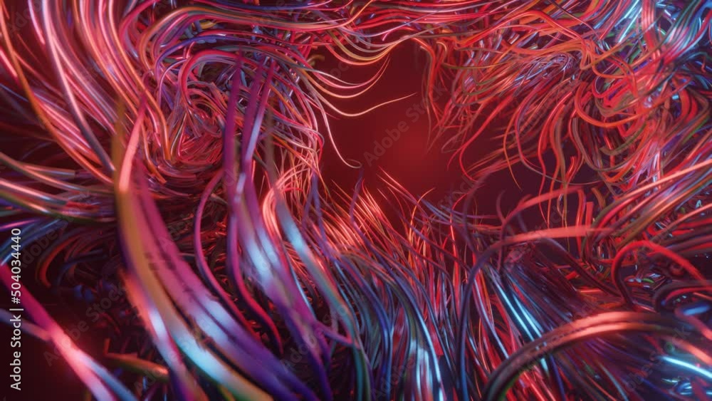 Volumetric lights. Live curls underwater like fur, multi-colored ...