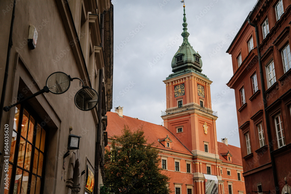 Warsaw, Poland, 13 October 2021: Royal Castle with clock tower in old ...