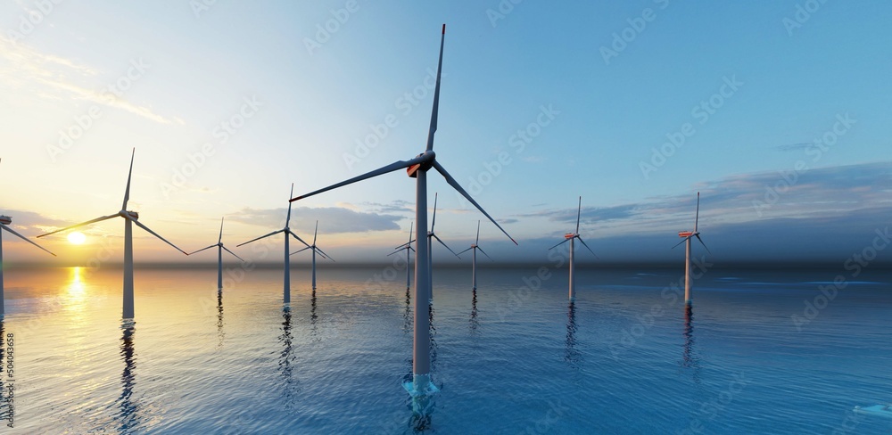 7680x4320 8K Ultra Hd. Offshore wind turbines farm on the ocean ...