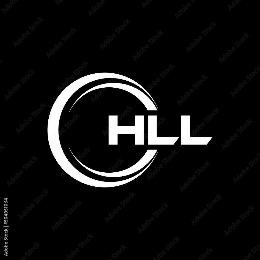 HLL letter logo design with black background in illustrator, vector ...