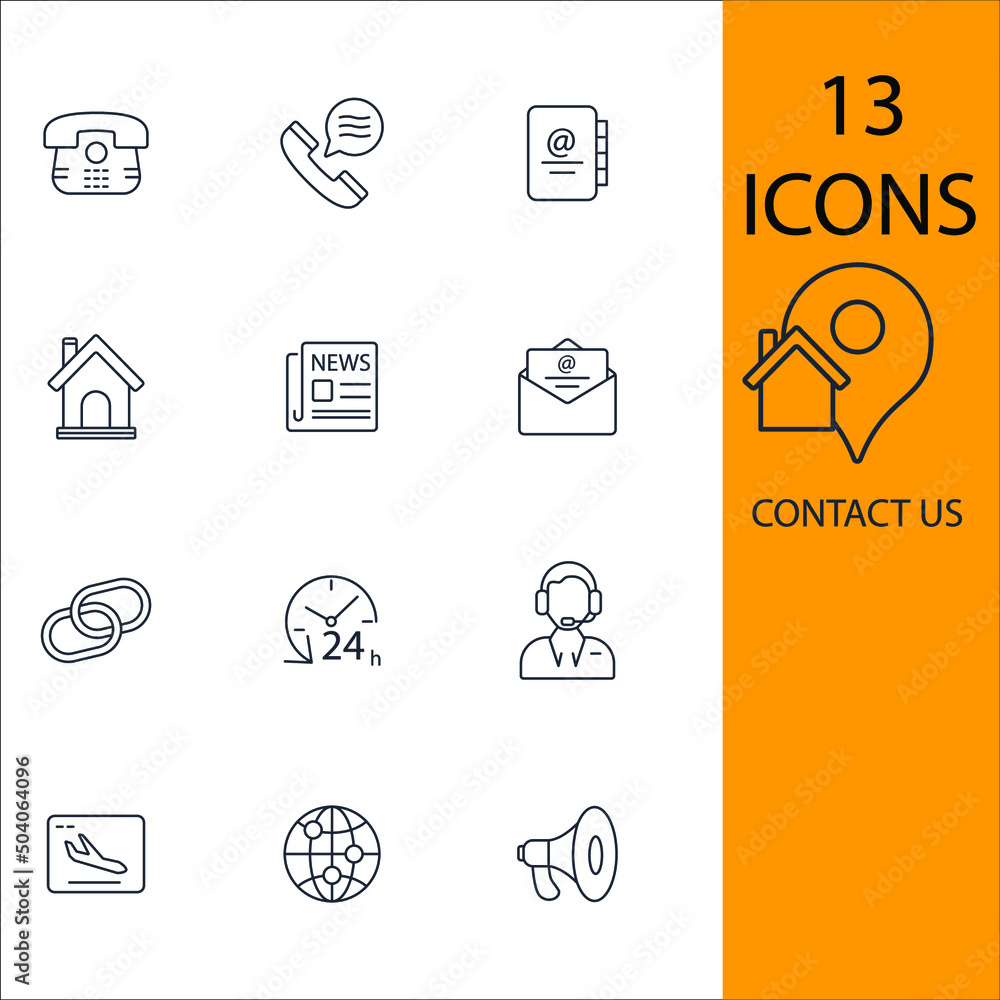 Contact icons set . Contact pack symbol vector elements for infographic ...
