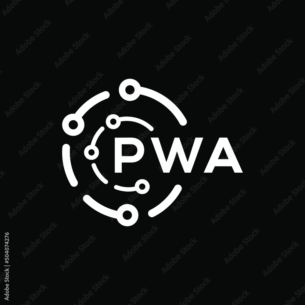 PWA technology letter logo design on black background. PWA creative initials technology letter ...