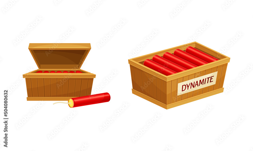Dynamite Red Stick in Box as Explosive Material with Blasting Cap and ...