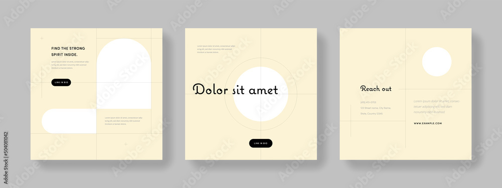 vector social media templates with photo placeholders, minimal square ...