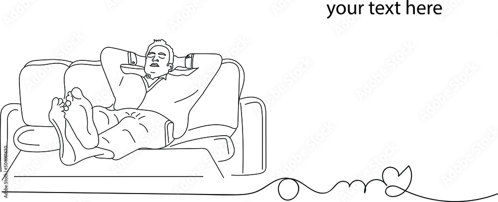 Lazy man vector, Sleeping man silhouette, outline sketch drawing of man ...