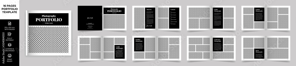 Square Multipurpose Modern Portfolio Design Template, Black Portfolio ...