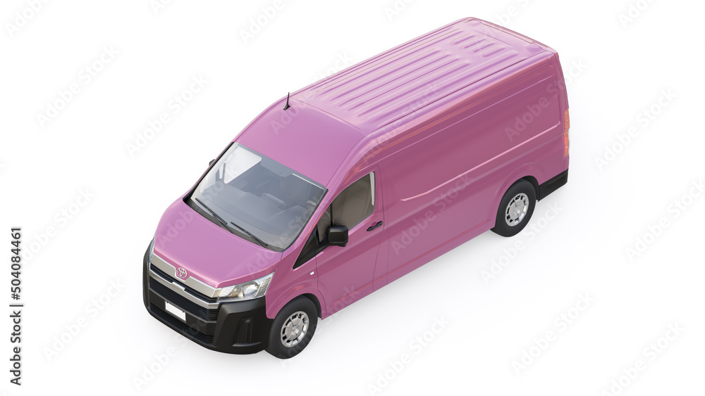 Tokyo, Japan. April 12, 2022: Toyota Hiace. Pink commercial van for ...