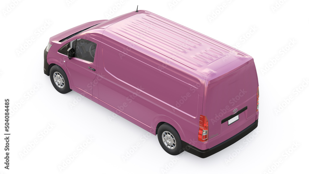 Tokyo, Japan. April 12, 2022: Toyota Hiace. Pink commercial van for ...