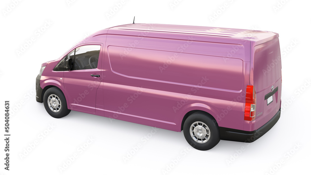 Tokyo, Japan. April 12, 2022: Toyota Hiace. Pink commercial van for ...