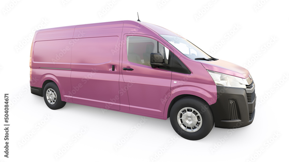 Tokyo, Japan. April 12, 2022: Toyota Hiace. Pink commercial van for ...