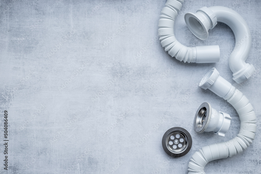 Plumbing pipes top view. Plumbing work background Stock Photo | Adobe Stock