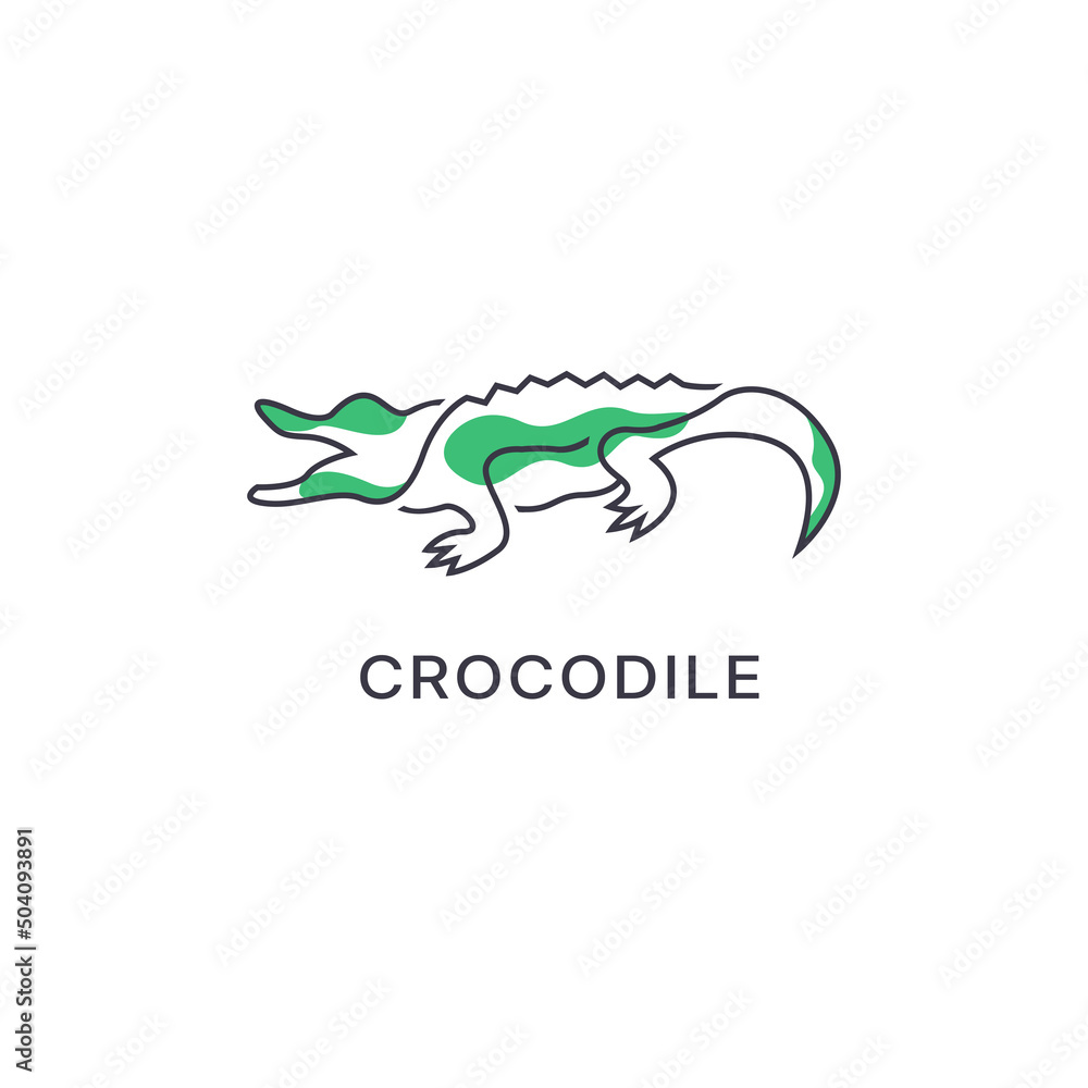 crocodile logo design template outline line art concept Stock Vector ...