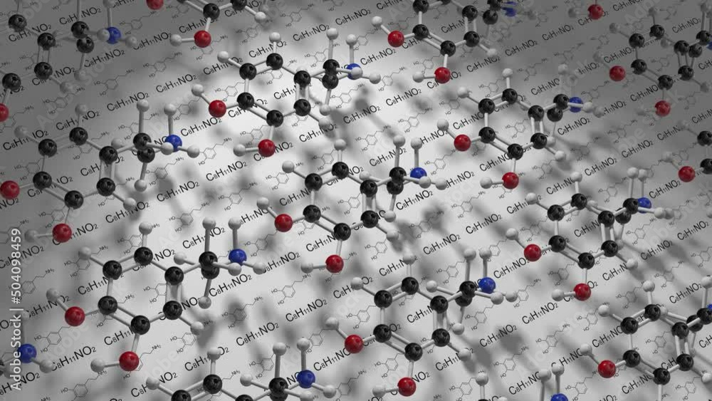 Dopamine Molecule 3D Model Chemical Formula, neurotransmitter made in ...