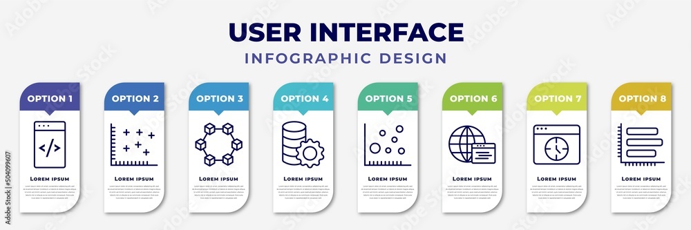 Vecteur Stock infographic template with icons and 8 options or steps. infographic for user ...