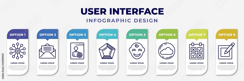 infographic template with icons and 8 options or steps. infographic for user interface concept ...