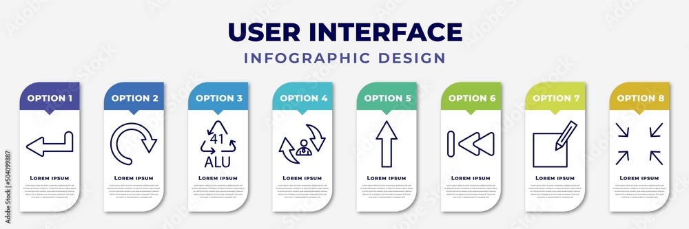Vetor de infographic template with icons and 8 options or steps. infographic for user interface ...