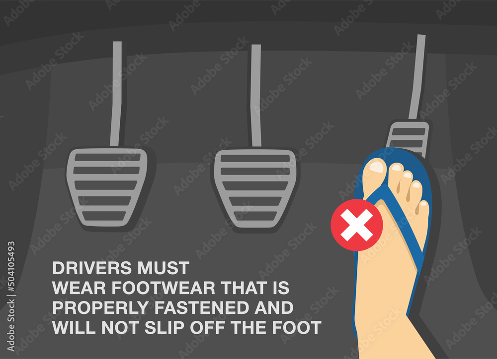 Safe driving rules and tips. Drivers must wear footwear that is ...