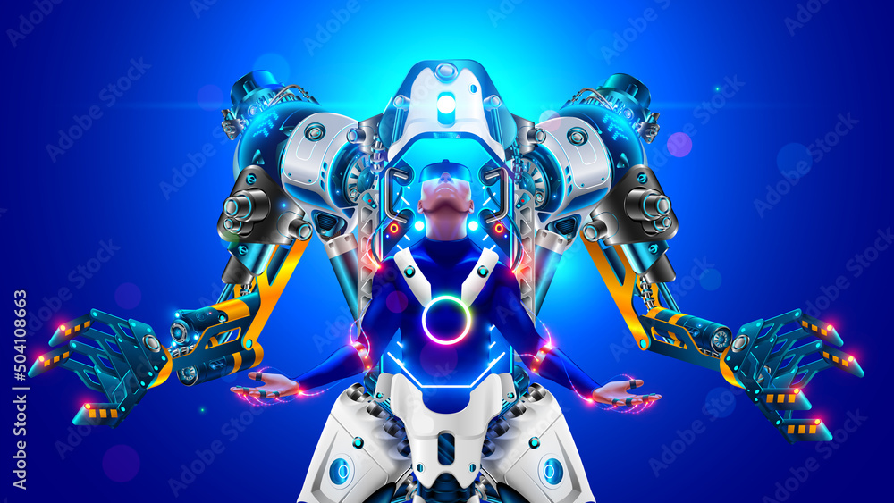 Sci-fi robotic exoskeleton armor with human operator inside. Big ... Sci-fi robotic exoskeleton armor with human operator inside. Big ...