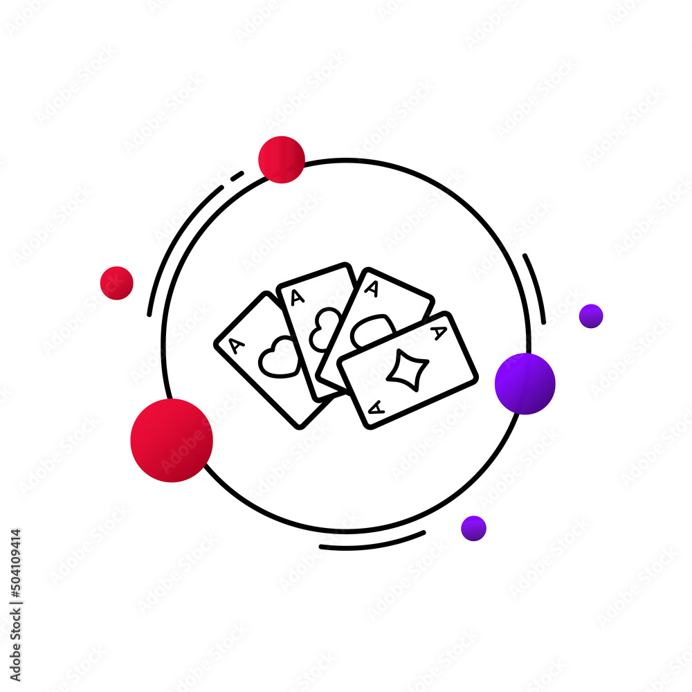 Card suits line icon. Diamonds, Trump, Hearts, Clubs, Spades. Poker ...