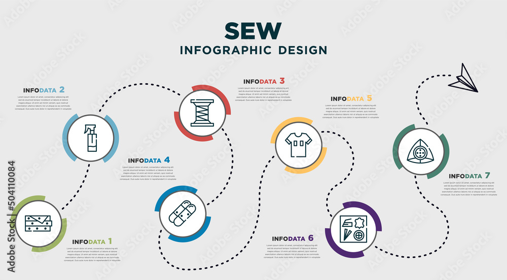 infographic template design with sew icons. timeline concept with 7 ...