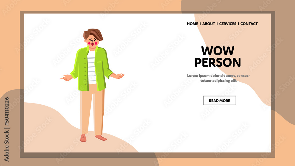 Vetor de Wow Person Positive And Amazed Emotion Vector. Wow Person ...