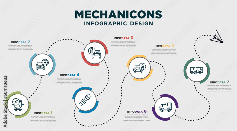infographic template design with mechanicons icons. timeline concept ...