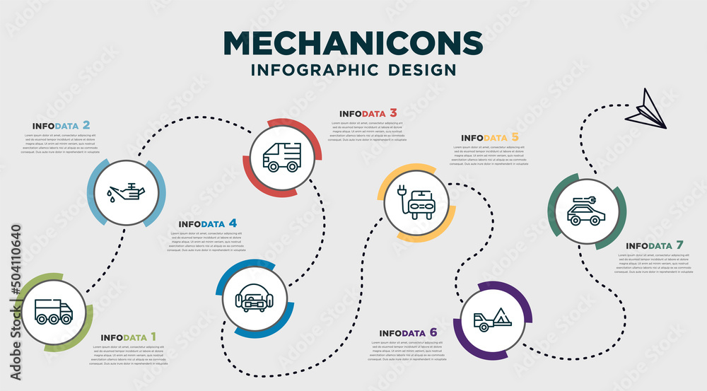 infographic template design with mechanicons icons. timeline concept ...