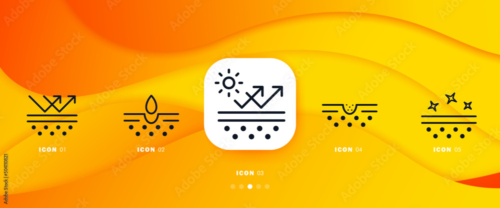 Skin hydration set icon. Skin care cream, pore cleaning, acne ...