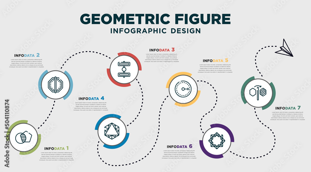 infographic template design with geometric figure icons. timeline ...