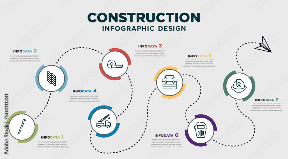 infographic template design with construction icons. timeline concept ...