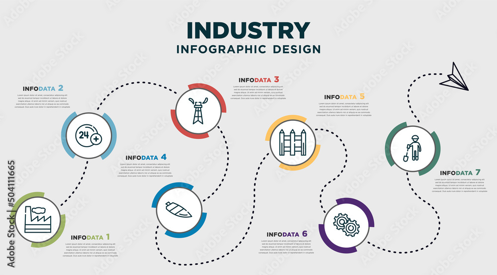 infographic template design with industry icons. timeline concept with ...