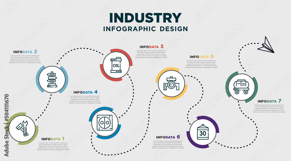 infographic template design with industry icons. timeline concept with ...