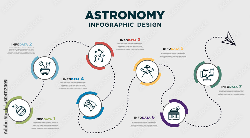 infographic template design with astronomy icons. timeline concept with ...