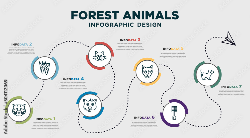 infographic template design with forest animals icons. timeline concept ...