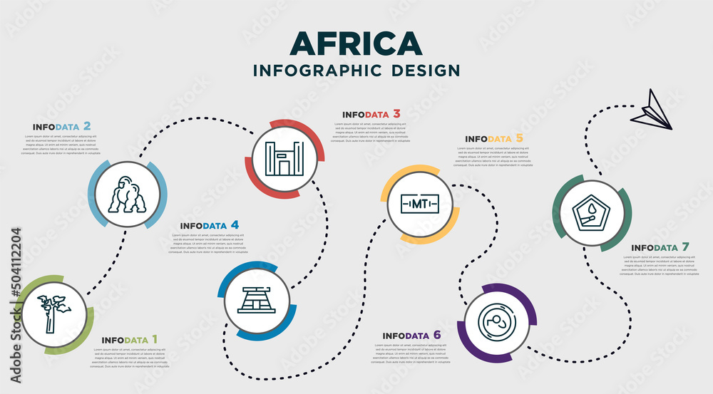 infographic template design with africa icons. timeline concept with 7 ...