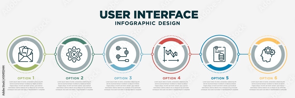 infographic template design with user interface icons. user interface concept with 6 options or ...