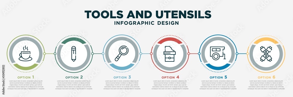 infographic template design with tools and utensils icons. tools and ...