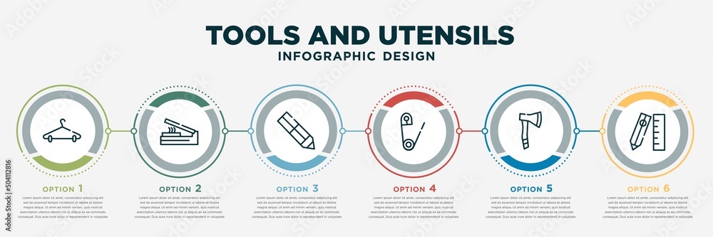 infographic template design with tools and utensils icons. tools and ...