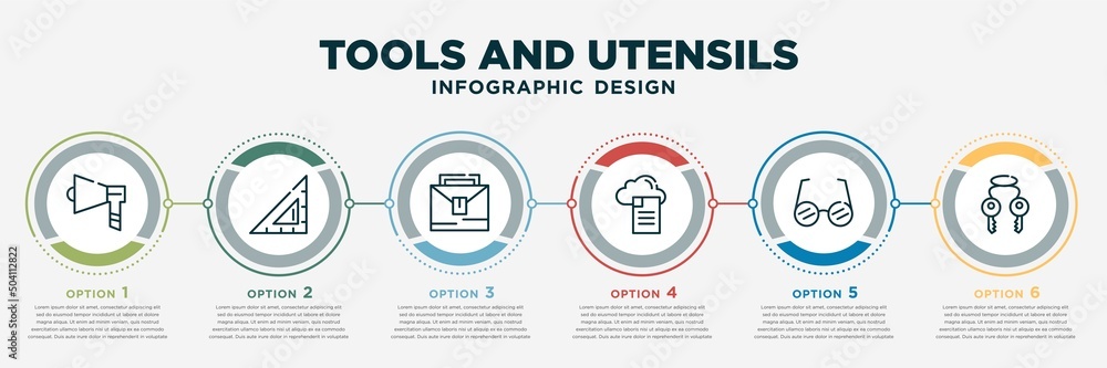 infographic template design with tools and utensils icons. tools and ...