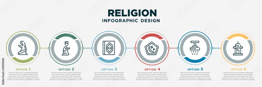 infographic template design with religion icons. religion concept with ...