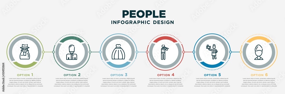 infographic template design with people icons. people concept with 6 ...