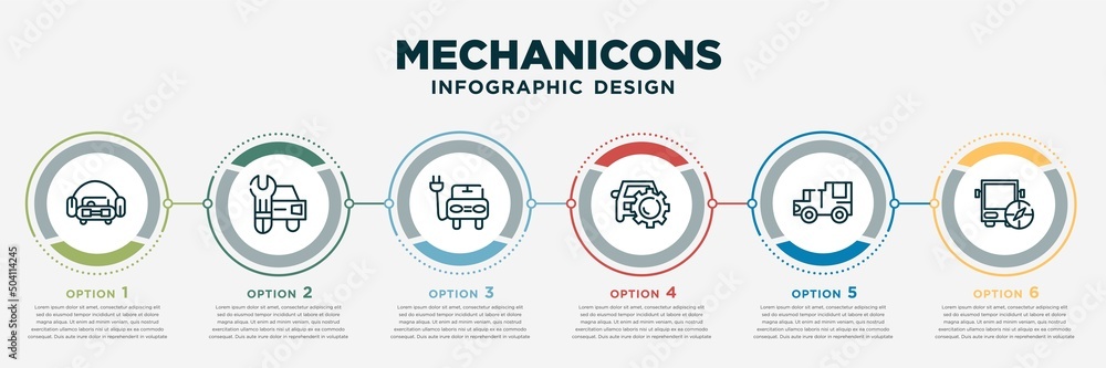 Vetor do Stock: infographic template design with mechanicons icons ...