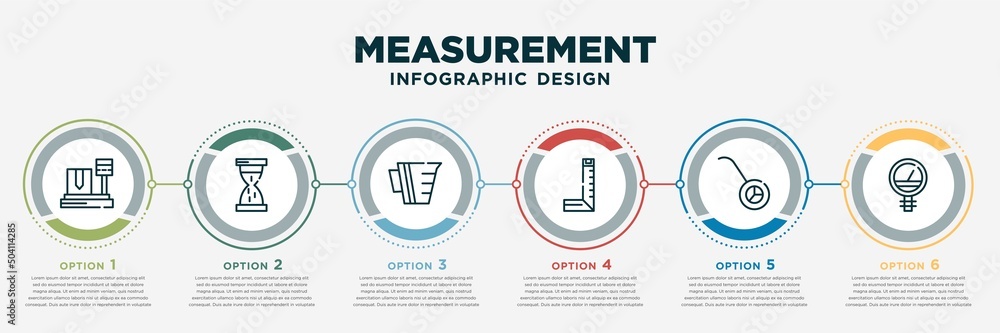 infographic template design with measurement icons. measurement concept ...