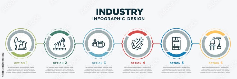 infographic template design with industry icons. industry concept with ...