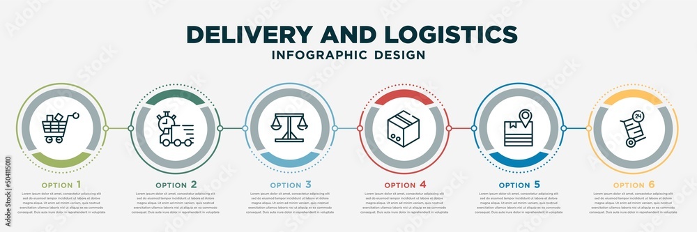 infographic template design with delivery and logistics icons. delivery ...