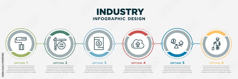 infographic template design with industry icons. industry concept with ...