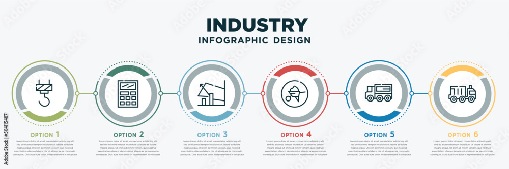 infographic template design with industry icons. industry concept with ...
