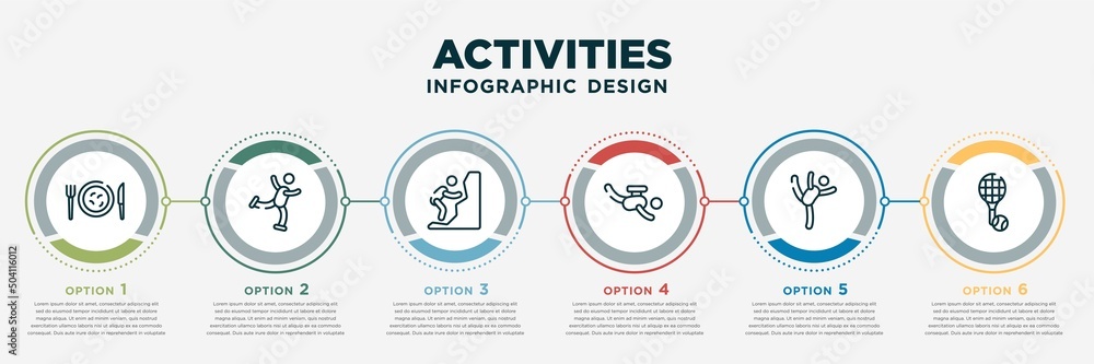 infographic template design with activities icons. activities concept ...