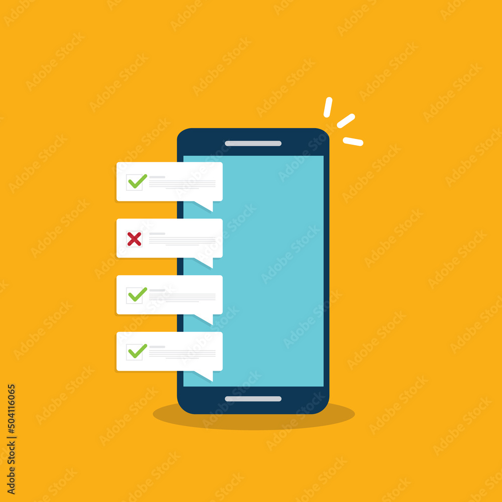 Check list document on smartphone, smartphone with paper check list and ...