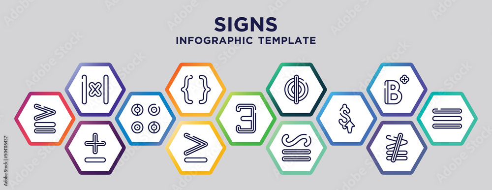 hexagon infographic template design. infographic elements from signs ...